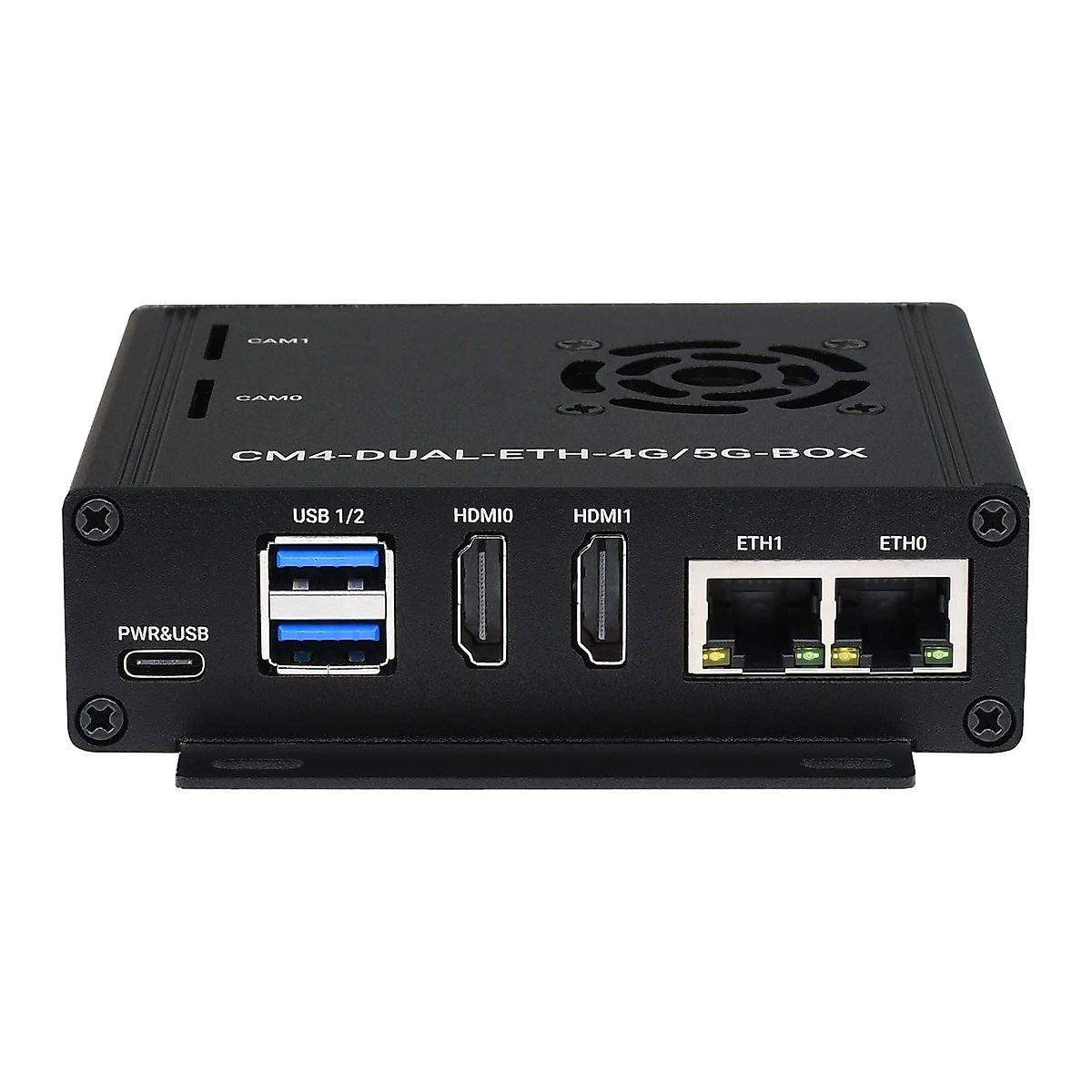 Waveshare Dual Gigabit Ethernet 5G/4G Mini-Computer Compatible with Raspberry Pi Compute Module 4 (NOT Included) with Metal Case and Cooling Fan