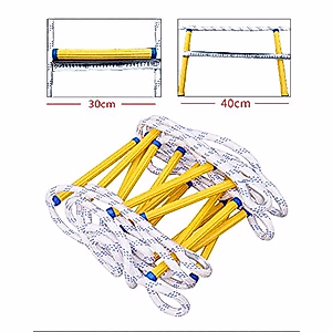 SUTON Emergency Fire Escape Ladder Flame Resistant Safety Rope Ladder with Hooks Fast to Deploy & Easy to Use Compact & Easy to Store Withstand Weight up to 2000 pounds (13ft)