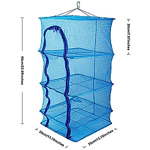 Wjiang Fish Drying Net 3 Layers Folding Drying Net Drying Cage for Drying Fish, Vegetables, Fruit Dryer Mesh Hanging Net for Fishing, Picnic, Household.