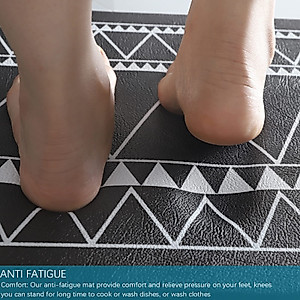 ZebraSmile Set of 2 Boho Cushioned Kitchen Mat, Slow Rebound Anti Fatigue Kitchen Floor Mat Non Skid Waterproof Boho Kitchen Rug Set, Comfort Standing Mat for Kitchen Black, 17X32 Inchens