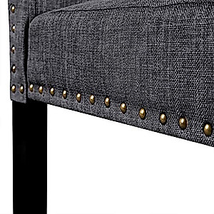 Yaheetech Dining Chairs with Rubber Wood Legs Fabric Upholstered Armless Chairs for Kitchen Dining Room Living Room Hotel Weeding Lounge Reception, Set of 4, Dark Gray