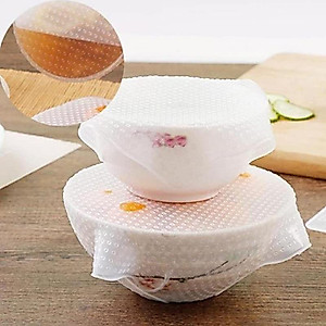 Aoguzhao Silicone Stretch Lids,Transparent Silicone Food Wrap Cling Film,4 Pieces of Reusable Food Silicone Food Wrap for Kitchen Preservation and refrig (4pcs)