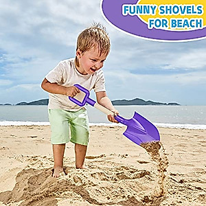 Umnodobn 16" Heavy Duty Beach Shovel with Durable Wood Handle, Jumbo Sand Shovels Toys Gardening Tools Kit for Digging Shoveling Snow, Sandbox Toys Set for Kids Adults Toddler