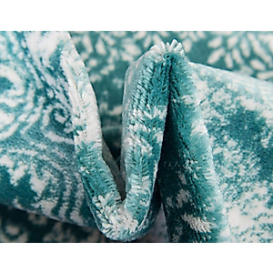 Unique Loom Sofia Collection Area Rug - Grand (2' x 6' 7" Runner, Turquoise/ Ivory)