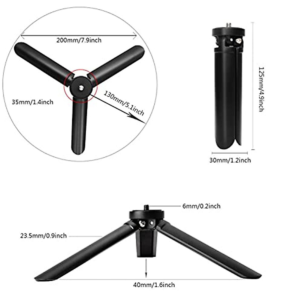 FECAMOS Action Camera Stand, Easy to Store Lightweight Desktop Tripod Aluminium Alloy for Outdoor Shooting for Cameras