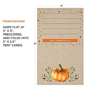 Koko Paper Co Thanksgiving Place Cards with Fill-in Gratitude Cards | Pack of 50 Cards | Printed on Heavy Card Stock.