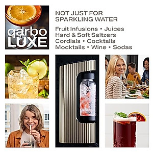 Twenty39 qarbo LUXE Premium Metal Sparkling Water Maker Machine - Soda Beverage Carbonator for Home, Seltzer & Carbonated Beverage Dispenser, Water Carbonation Fizz Maker (Tuscan Gold)