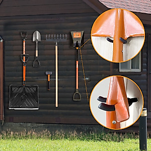 HUHOLE Screw in U Hook, Black, 16PC, Shovel Holder Wall Mount, U Hooks for Hanging Garden Tools