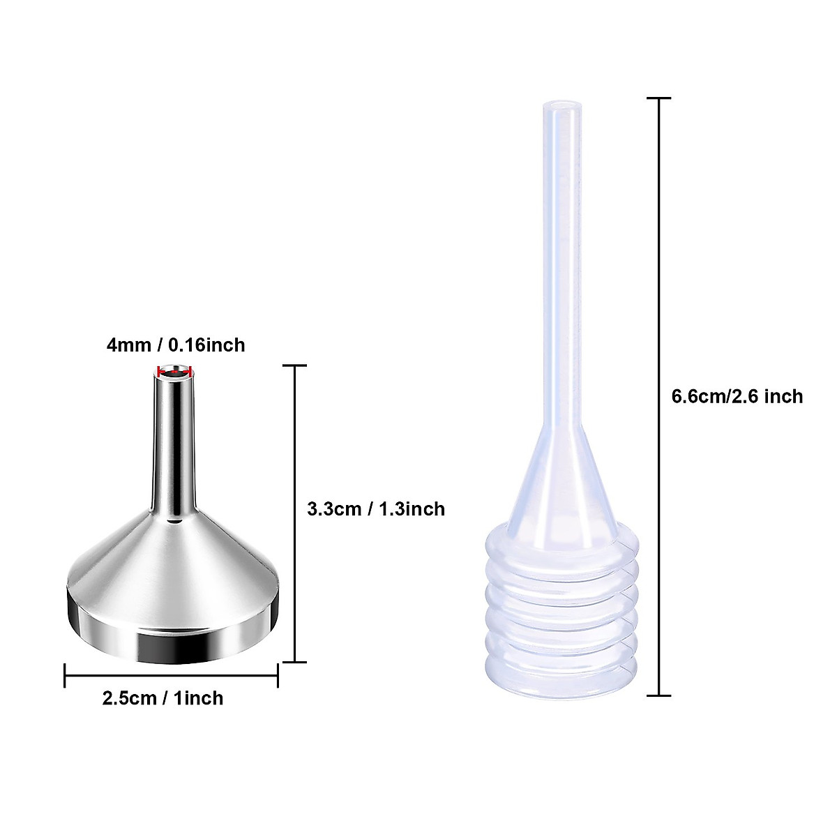 10 Pack Small Metal Funnels with 2 Pack Mini Pipette for Filling Small Mini Bottles or Containers, Atomizers, Perfume, Liquid (Silver)