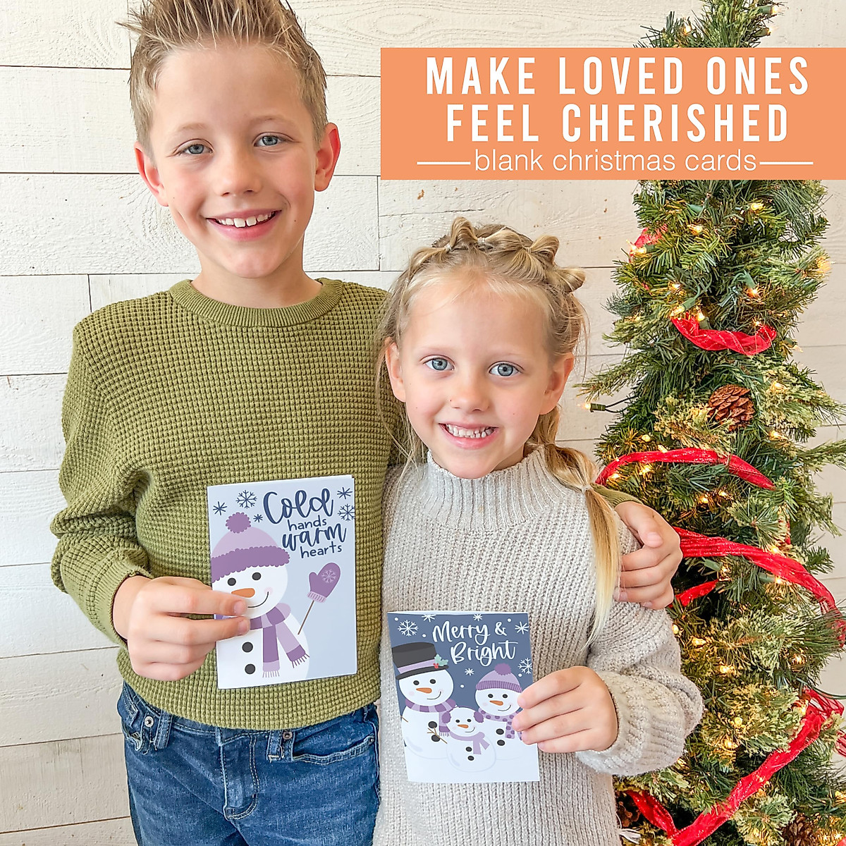 Hadley Designs 24 Christmas Cards with Envelopes - Blank Holiday Cards with Envelopes for Family, Friends & Business, Made in the USA (Snowman)