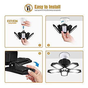 Bikuer Donzake 100W LED Garage Lights,2 Pack 8000Lumens CRI 80 6000K Adjustable Trilights Garage Ceiling Light , LED Shop Light for Garage , Workshop