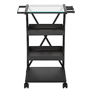 SD Studio Designs Modern Triflex Mobile Storage Taboret for Arts and Crafts, Charcoal Black/Clear Glass