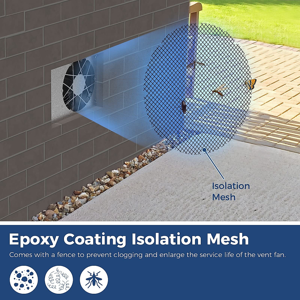 ALORAIR 540 CFM IP-55 Grade Crawlspace Ventilation Fans with Humidistat & Thermostat, 8.7 inches Basement Vent Fans with Isolation Mesh, Ventilator Fan for Crawl Space Basement Attic Garage, Exhaust