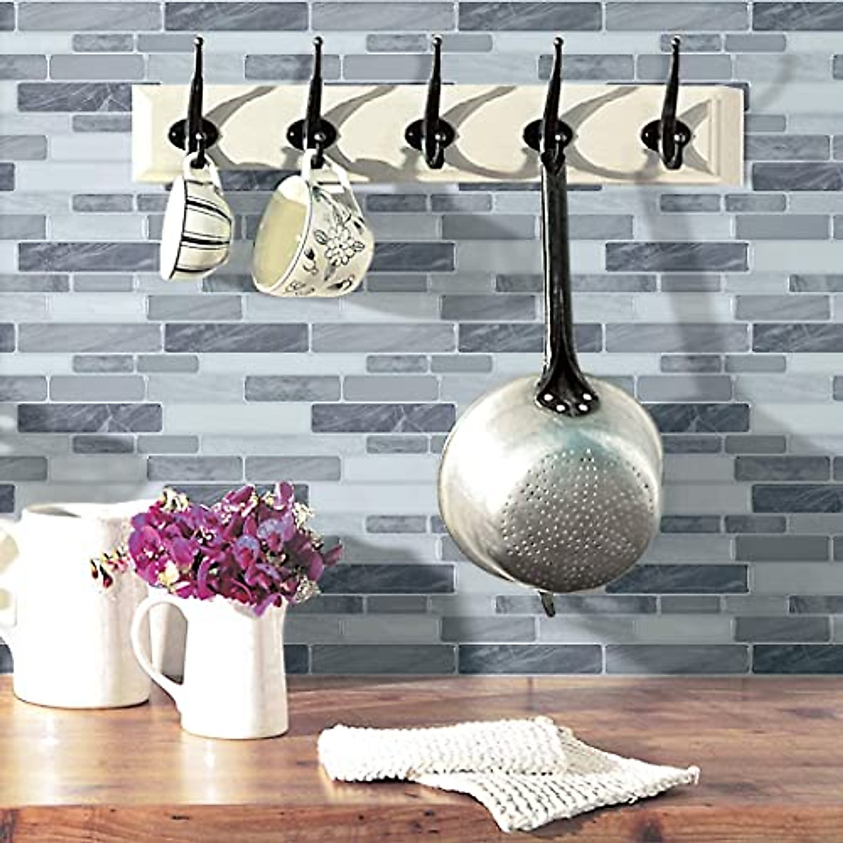 Art3d 10-Sheet Self Adhesive Backsplash, 12 in. x 12in. Grey Marble Design 3D Wall Panels (A17012P10)