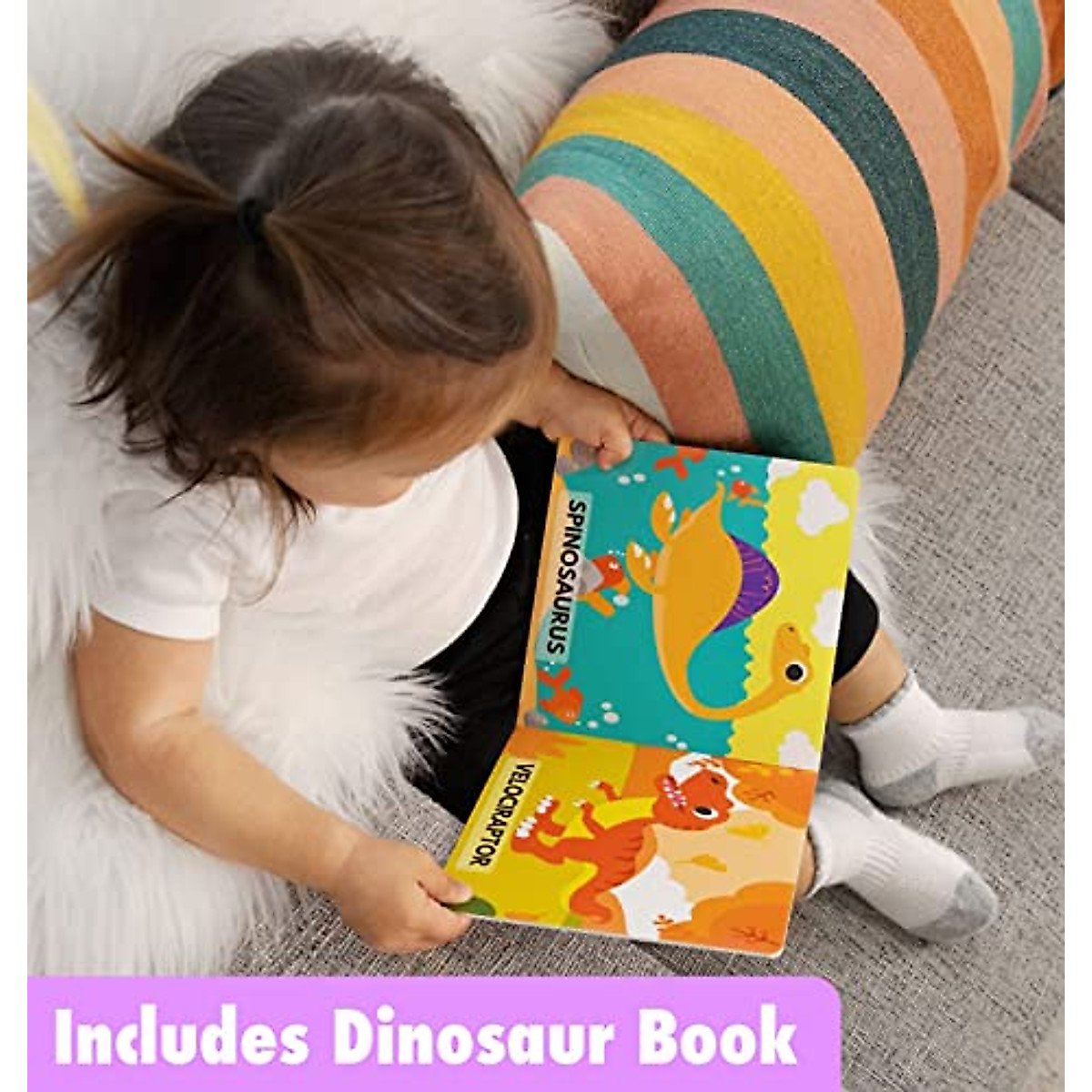 Pidoko Kids Wooden Baby Walker - Toys for 1 Year Old Boy Girl - Push Walker Toy for Babies - Includes Dinosaur Cart, 36 Pcs Building Blocks, Stacking Cups and Book - Learning Walker for Toddlers Gifts