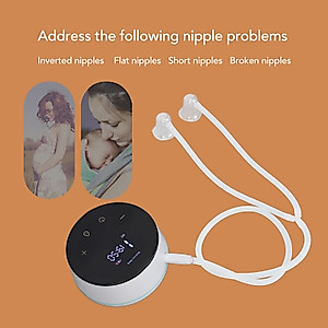 Electric Nipple Corrector for Flat or Inverted Nipples Rechargeable Flat Short Nipple Puller with LED Display and 6 Nipple Covers for Women