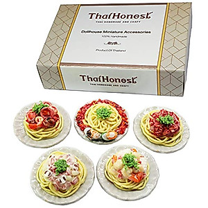 ThaiHonest Mixed 5 Assorted Spaghetti Dollhouse Miniature Food,Tiny Food