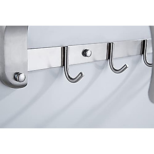 ELLO&ALLO Stainless Steel Towel Rack Shelf for Bathroom, Double Towel Bar Holder with Hooks Wall Mounted Brushed Nickel