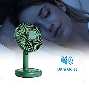 NC Small Desk Fan for Office Table, Cute but Mighty, 3 Speeds, USB Powered, 60° Adjustment, Quiet Portable Personal Fan ,for Home Office Bedroom or Outdoor Use(green)
