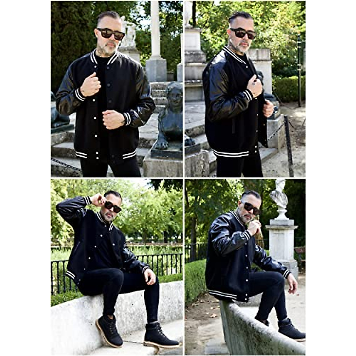 COOFANDY Mens Fashion Varsity Jackets Casual Leather Sleeves College Baseball Bomber Jacket Streetwear