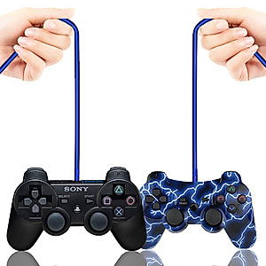 TPFOON 2Pcs Pack PS3 Controller Charger Charging Cable Sync Cord, 3M 10ft Mini USB Charge and Play Cable for PS Move/PS3/PS3 Slim Wireless Controller (Blue)