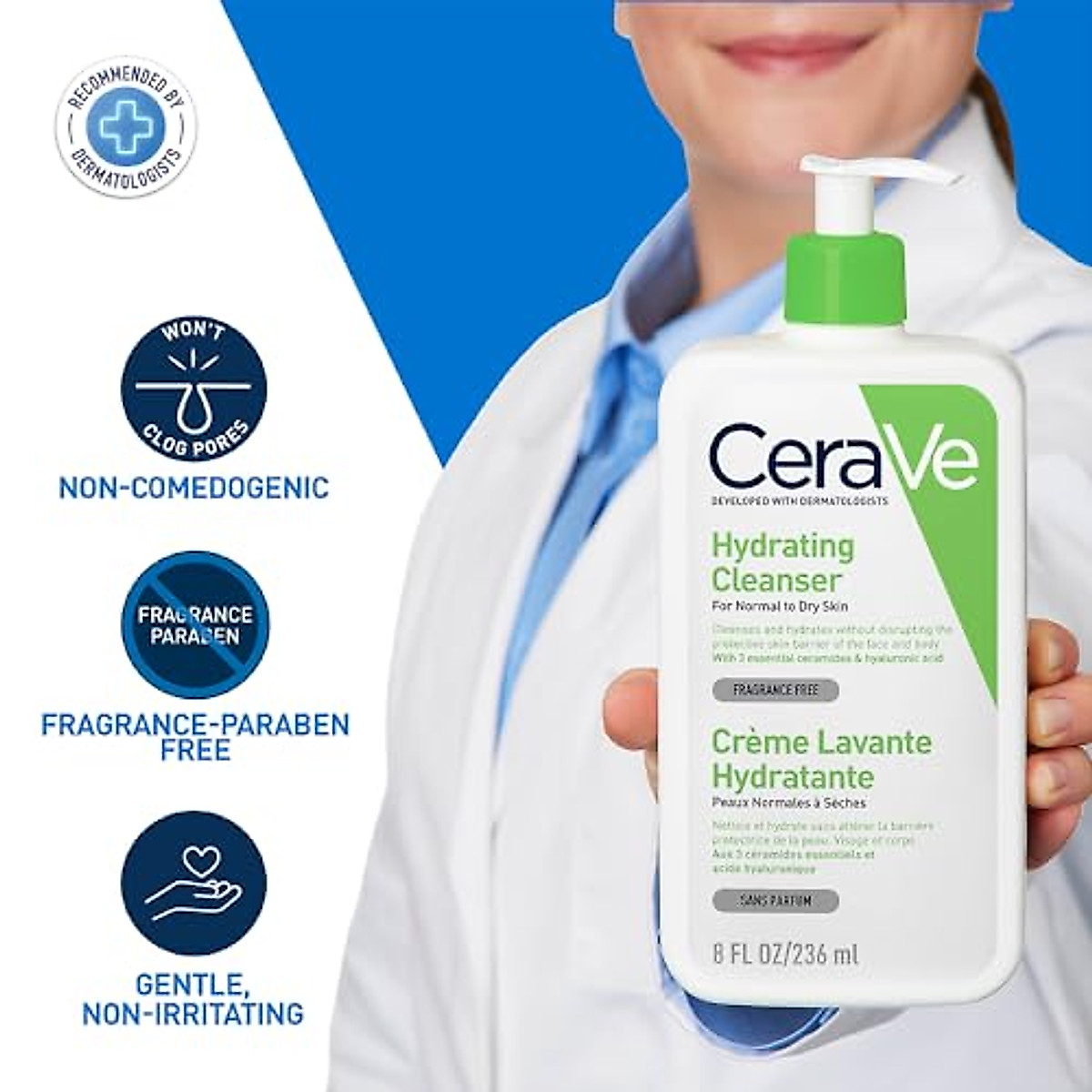 CeraVe Hydrating Cleanser | 236ml/8oz | Daily Face & Body Wash for Normal to Dry Skin