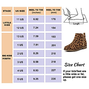 Harvest Land Girl Boots Kids Ankle Boots Warm Side Zipper Boots Low heel Short Booties Winter Snow Boots Anti-Slip Outdoor Shoes for Little Kids/Big Kids Leopard US13