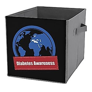 Diabetes Awareness Storage Bin Foldable Cube Closet Organizer Square Baskets Box with Dual Handles