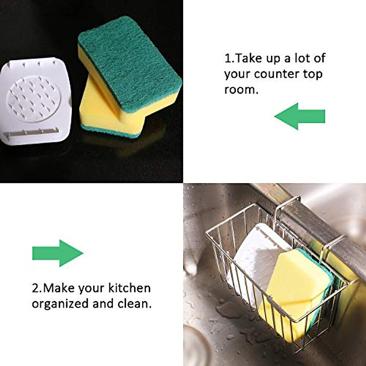 THETIS Homes Sponge Holder for Kitchen Skin, Stainless Steel Kitchen Skin Caddy, Durable & Rustproof Dishwashing Liquid Drainer, Dish Draining Skin Basket