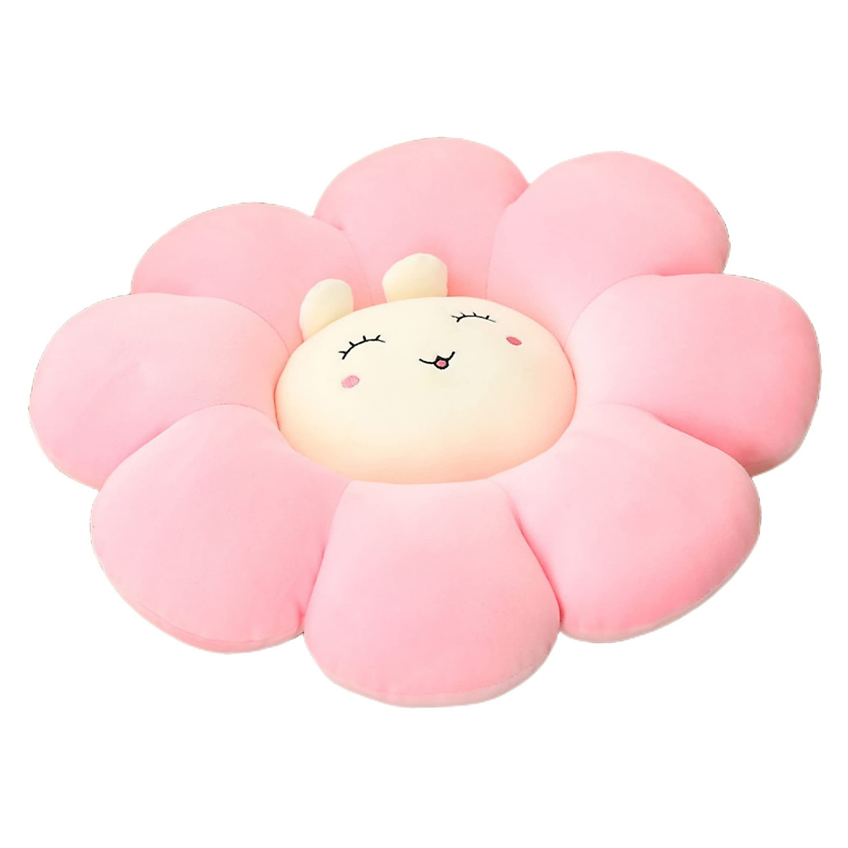 HXIYAN Flower Cushion Cartoon Animal Flower Waist Cushion Plush Floor Cushion Office Chair Cushion Home Decoration Throw Pillow (17.7in, Pink)