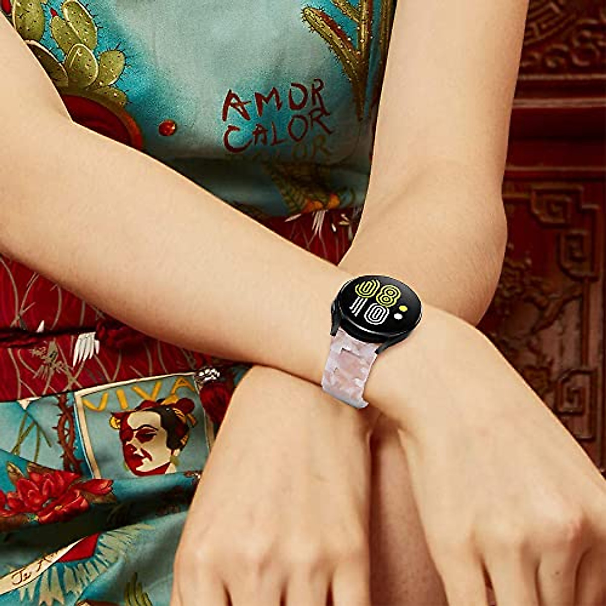 OCEBEEC Resin Bands Compatible with Samsung Galaxy Watch 6 5 4 Band 40mm/44mm, Watch 5 Pro 45mm, Galaxy Active 2, 20mm Band for Galaxy Watch 4 Classic 42mm 46mm, Watch 6 Classic 43mm/47mm Women