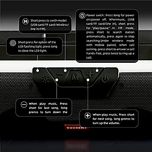 Portable Bluetooth Speakers with Light, Wireless Bluetooth Speaker，Wireless Bluetooth Speakers V5.1USB Card, Micro SD Card and FM Radio, Bluetooth for Outdoor, Indoor, Travel, Beach, Camping. (Black)