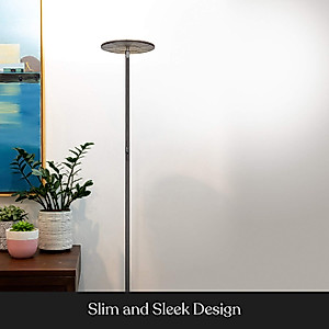 Brightech Sky Flux Dimmable LED Floor Lamp – Super Bright Floor Lamp for Living Room and Offices – Torchiere Standing Lamp with 3 Light Options, Tall Lamp for Bedroom Reading and More - Bronze