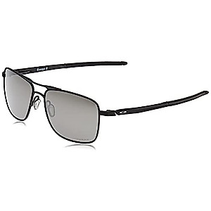 Oakley Men's OO6038 Gauge 6 Titanium Square Sunglasses, Powder Coal/Prizm Black, 57 mm
