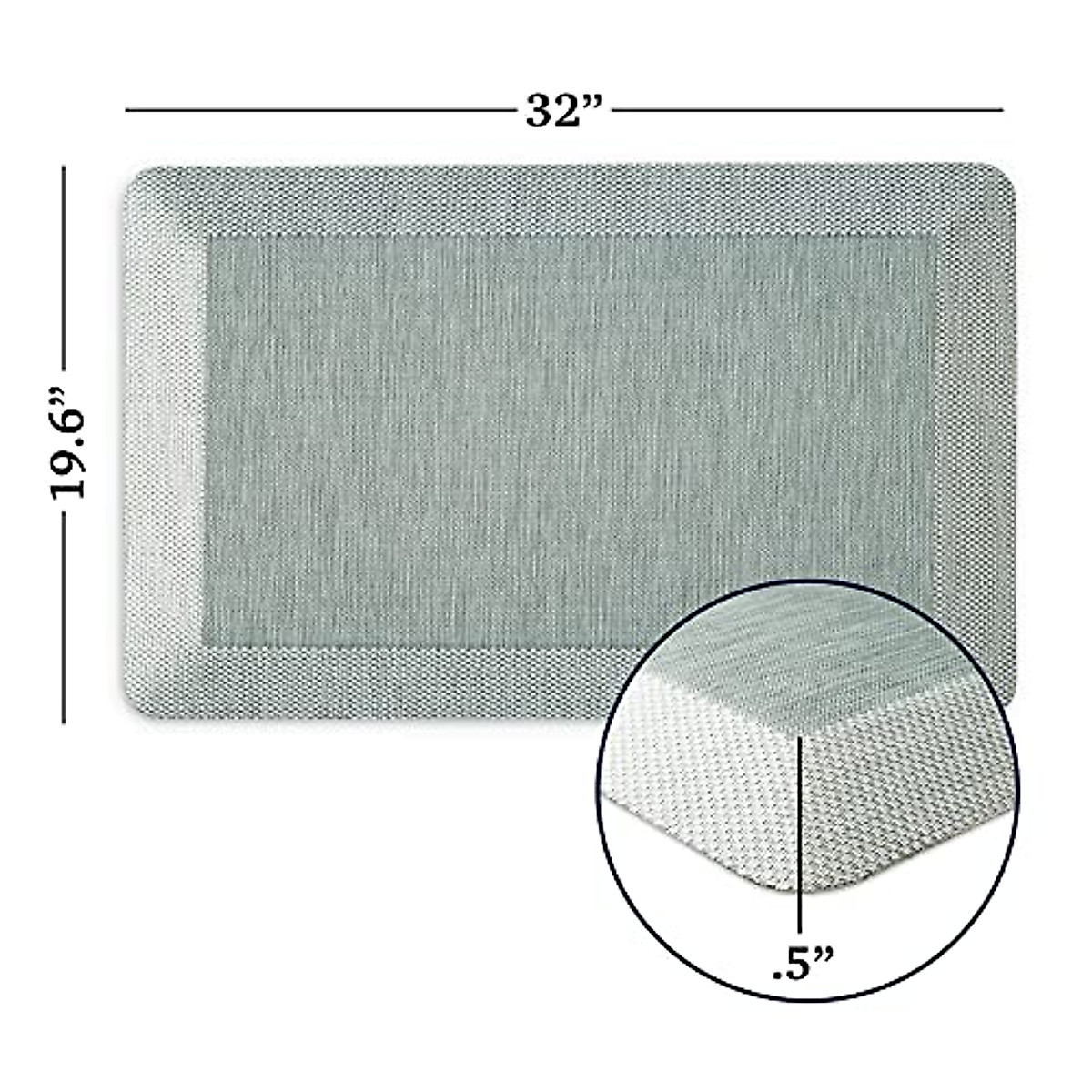 Martha Stewart Mira Modern Heathered Solid Anti-Fatigue Air-Infused Kitchen Mat, Mint Green, 19.6"x32"