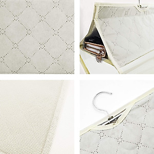 souG 2 Pack Hanging Handbag Purse Organizer for Closet, Purse Bag Storage Holder for Wardrobe Close with 1pcs 4 Shelves Space and 1pcs 3 Shelves Space Saving Purse Organizers System (Beige)