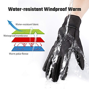 FanVince Bike Gloves Touch Screen Winter Thermal Glove - Windproof Water Resistant for Running Cycling Driving Outdoor Hiking in Cold Weather for Men and Women (Black,Small)
