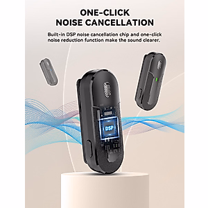maxtopfit Wireless Lavalier Microphones for iPhone iPad Android - Double Mics Mini Microphone with Noise Cancellation and Mute Function, Lapel Microphone for YouTube,Tiktok,Interview