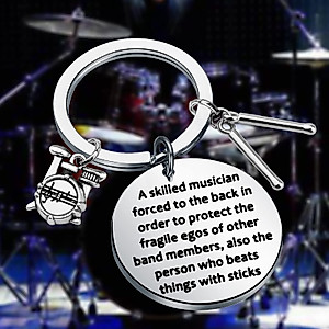 PENQI Drummer Jewelry Drummer Gift Percussion Drumsticks Keychain Percussion Drum Player Gift Drumming Lover Jewelry (drum keychain)