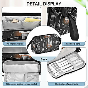 Fisyme Music Rock Pencil Case Large Capacity Pencil Pouch Pen Bag Box Big Makeup Pencil Case Organizer