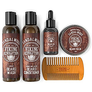 Ultimate Beard Care Conditioner Kit - Beard Grooming Kit for Men Softens, Smoothes and Soothes Beard Itch- Contains Beard Wash & Conditioner, Beard Oil, Beard Balm and Beard Comb- Sandalwood Scent