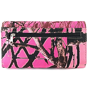 Zelris Camouflage Shine Glow Silver Cross Women Crossbody Trifold Wallet (Hot Pink)