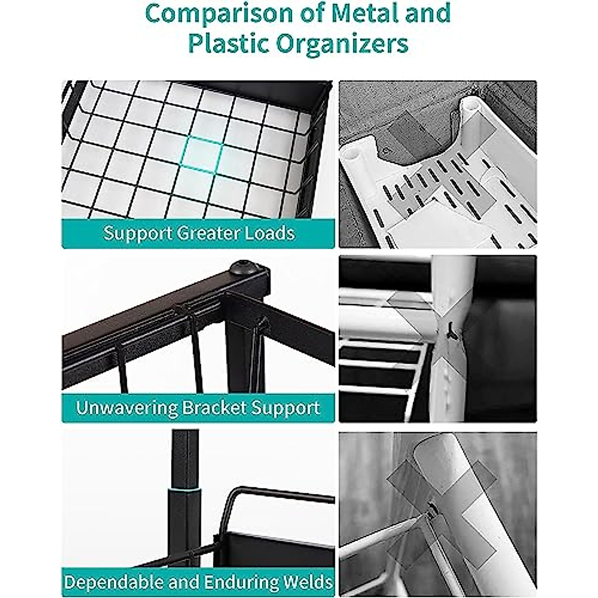 Under Sink Organizers,2-Tier Under Sink Organizers and Storage,Drill-Free Rustproof Stainless Steel Pull Out Shelf with Non-Slip Feet for Kitchen Bathroom, Black