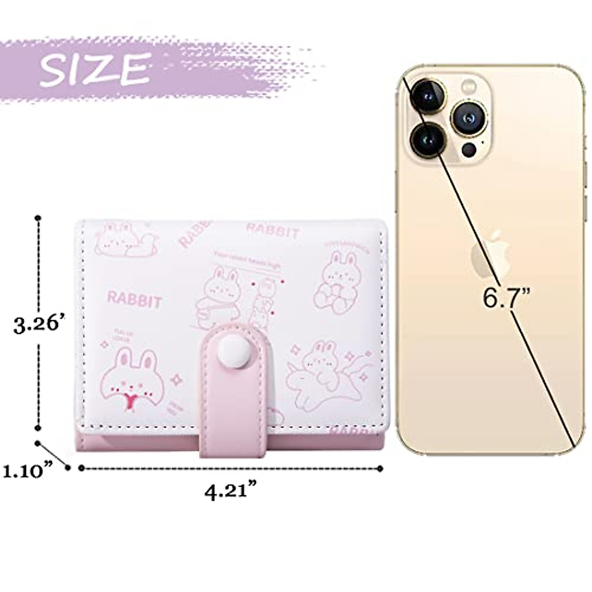 Sunwel Fashion Girls Cute Bear Print Tri-folded Wallet Small Wallet Cash Pocket Card Holder ID Window Purse for Women (PINK)