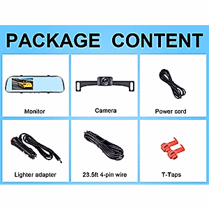 AMTIFO Backup Camera HD 1080P 4.3 Inch Monitor License Plate Rear View Mirror Cam System for Car Truck Minivan SUV Easy Installation Waterproof Clear Night Vision DIY Guide Lines A1