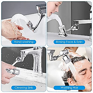 AMIR Universal Rotating Faucet Extender, 1080° Large-Angle Rotating Multifunctional Extension Faucet, Robotic Arm Water Nozzle Faucet Adaptor, Splash Filter Faucet for Bathroom Sink
