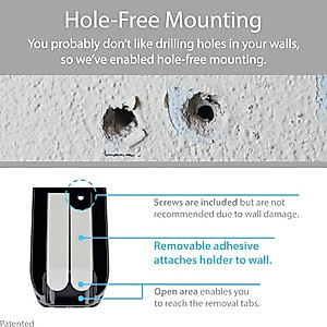 TotalMount Hole-Free Remote Holder – Eliminates Need to Drill Holes in Your Wall (Black Remote Control Holder, Quantity 1)