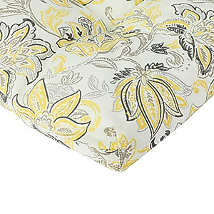 FUNHOME All Weather Patio Furniture Tufted Seat Cushion with Tie,19" x 19",Pack of 2,Waterproof Patio Chair Pads for Garden Patio Outdoor Decor-Yellow Flower