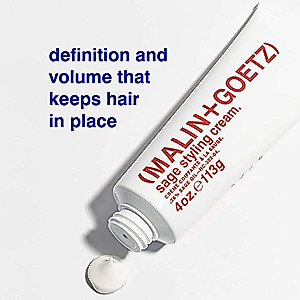 Malin + Goetz sage styling cream—lightweight, versatile for all hair types & textures. Smoothes, tames frizz, defines curls, shine without residue. natural fragrance. vegan and cruelty free 4 fl oz