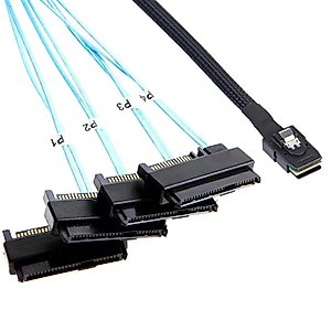 ADCAUDX Mini-SAS to SAS-Cable: 1M SFF8087 to SAS SFF-8087 to SFF-8482 Connector 4X SAS with SATA-Power Adapter Cable (3.3FT)